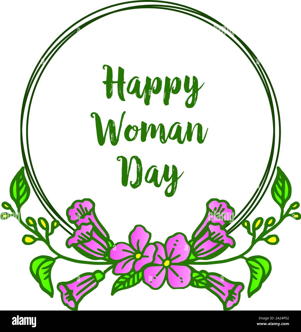 Banner for happy woman day, with decor of pink flower frame. Vector ...