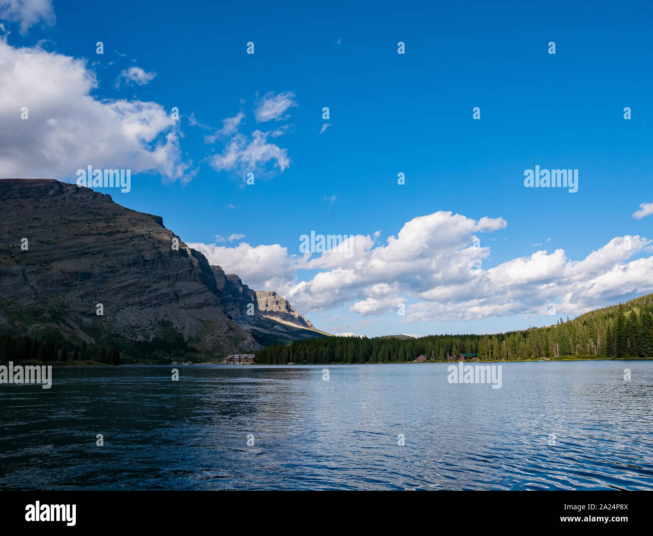 Beautiful landscape of Swiftcurrent Lake in the Many Glacier area of ...