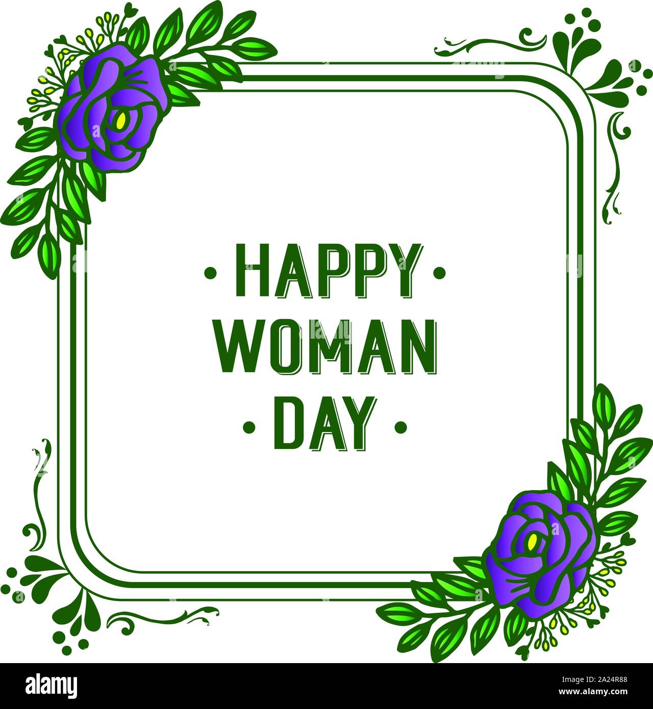 Design poster of happy woman day, with graphic purple rose flower frame ...