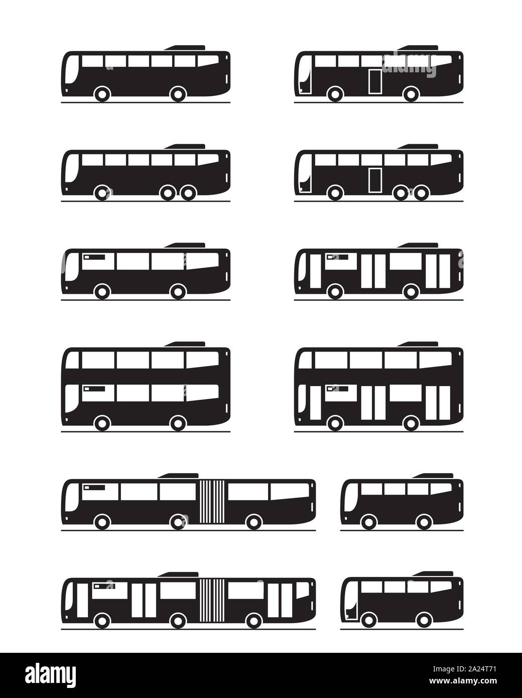 Various public transport buses - vector illustration Stock Vector Image ...