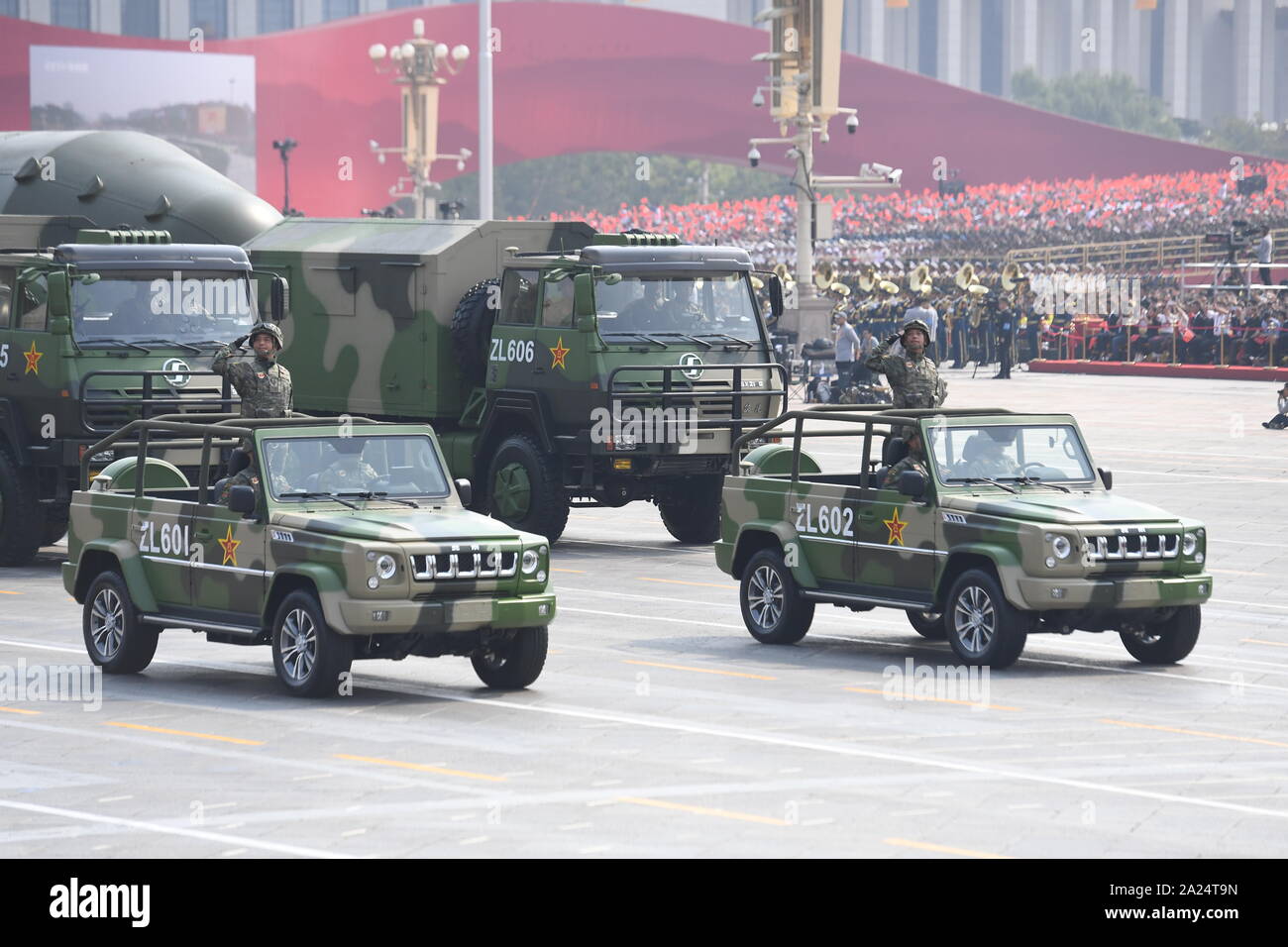 Beijing, China. 1st Oct, 2019. A formation of Dongfeng-5B nuclear ...