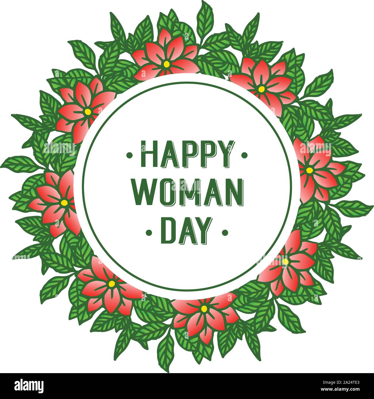 Various banner happy woman day, with green leafy flower frame ...