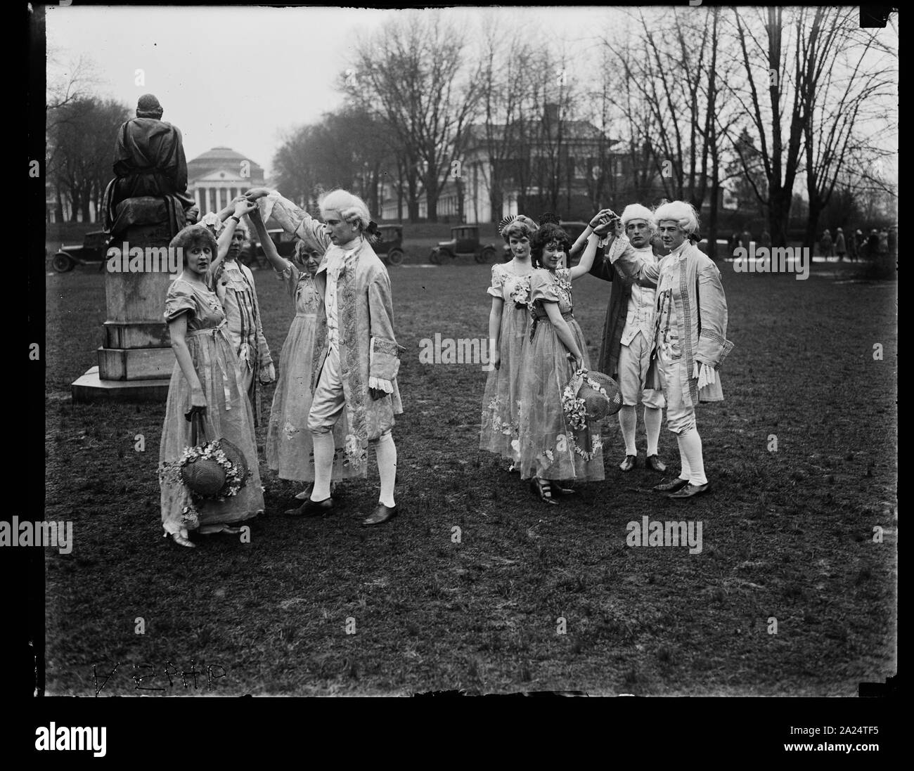 Persons dressed in colonial costumes at University of Virginia ...