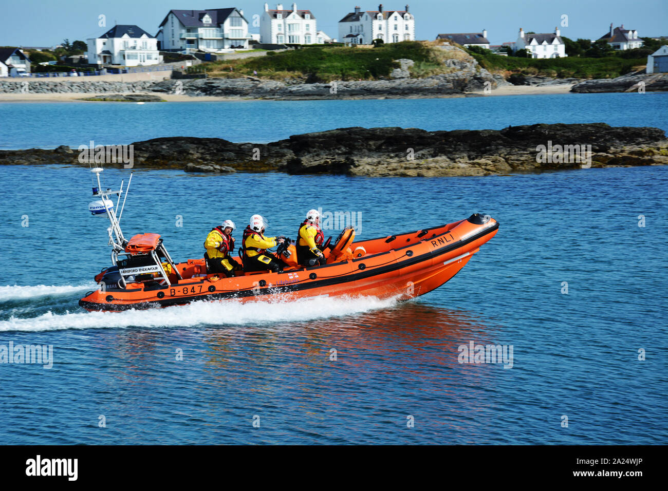 Trearddur bay Atlantic 85 and D class lifeboats launch on training ...