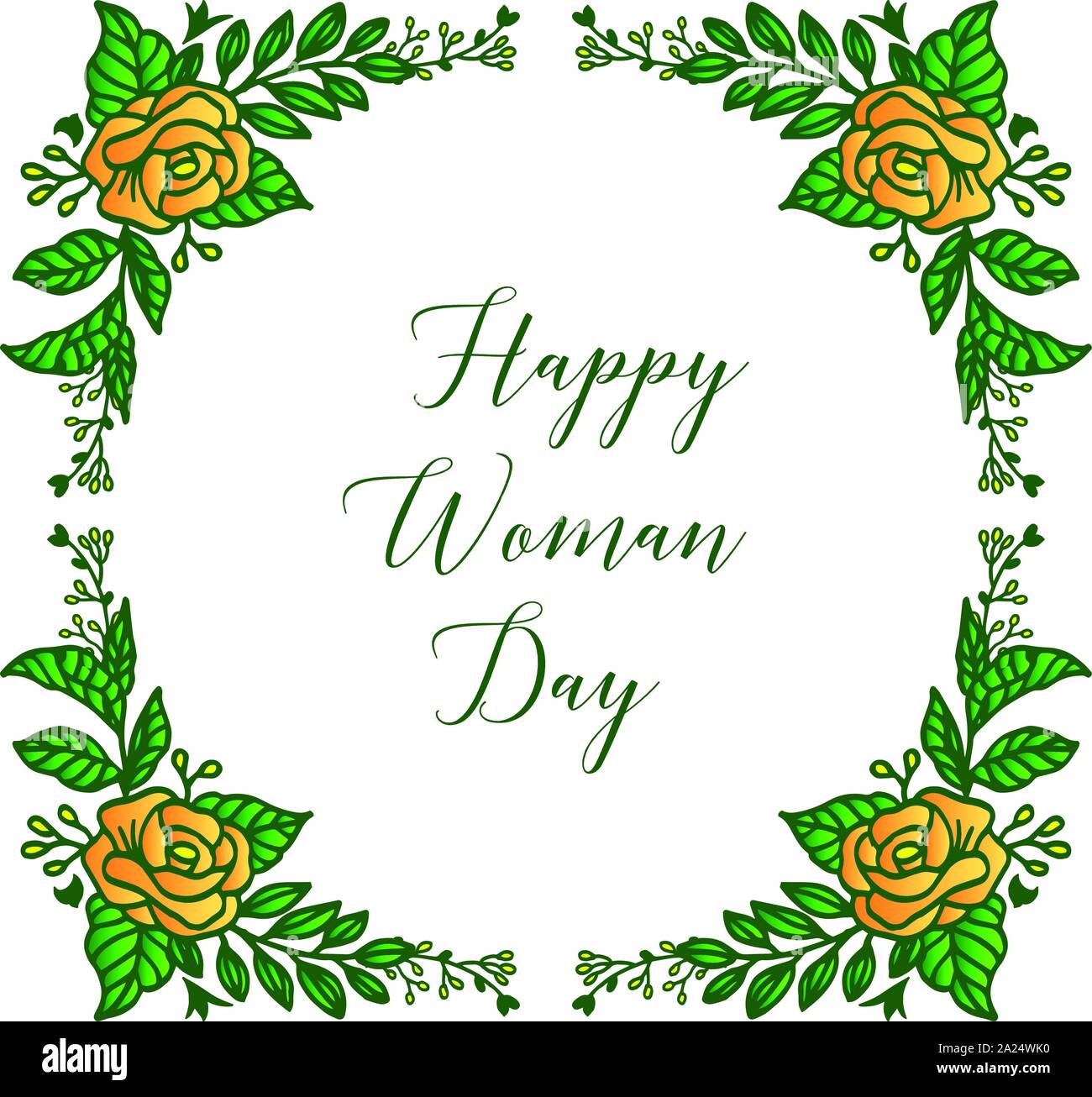 Poster of happy woman day, with decoration of yellow rose flower frame ...