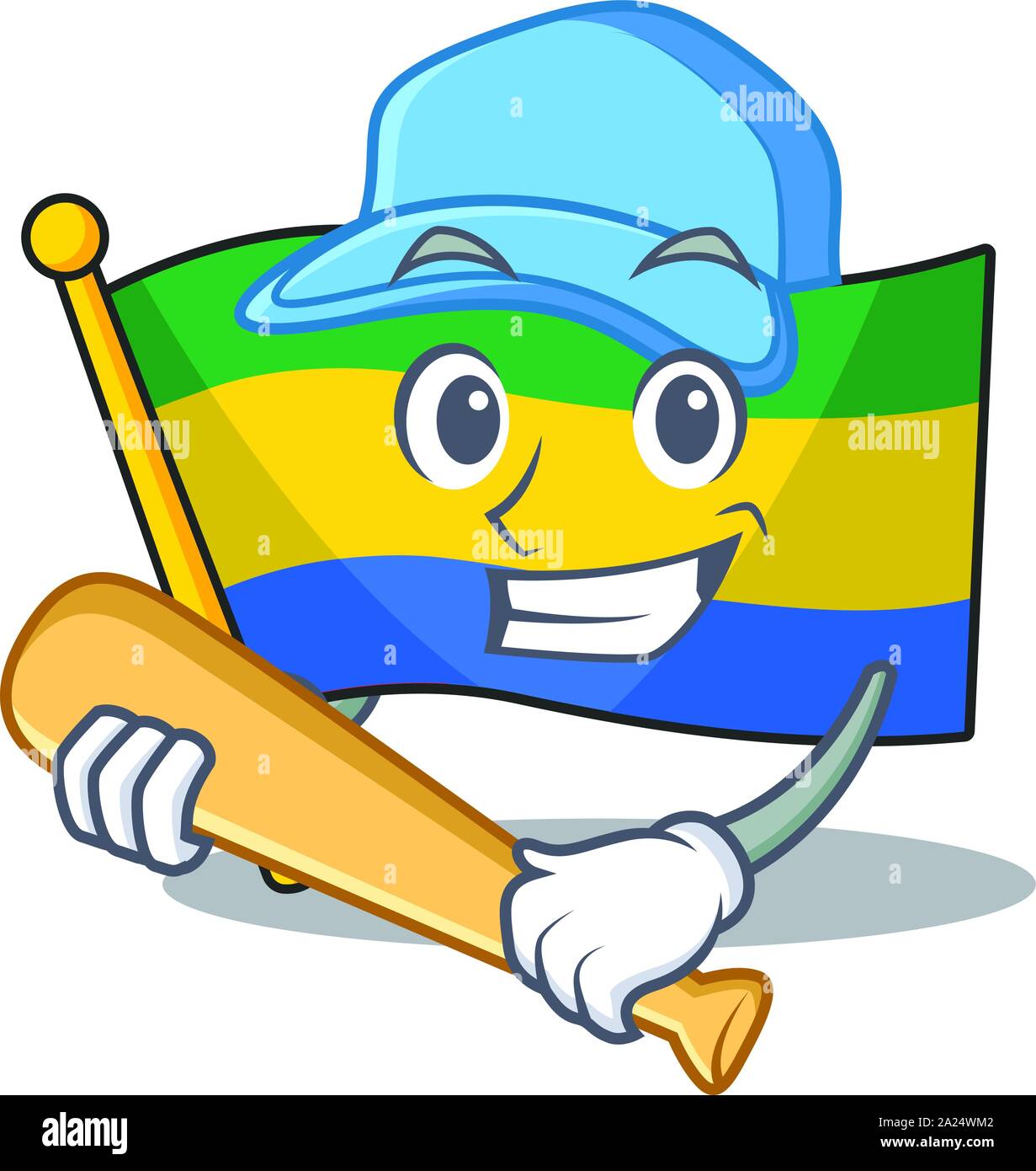 Playing baseball flag gabon with the cartoon shape Stock Vector Image ...