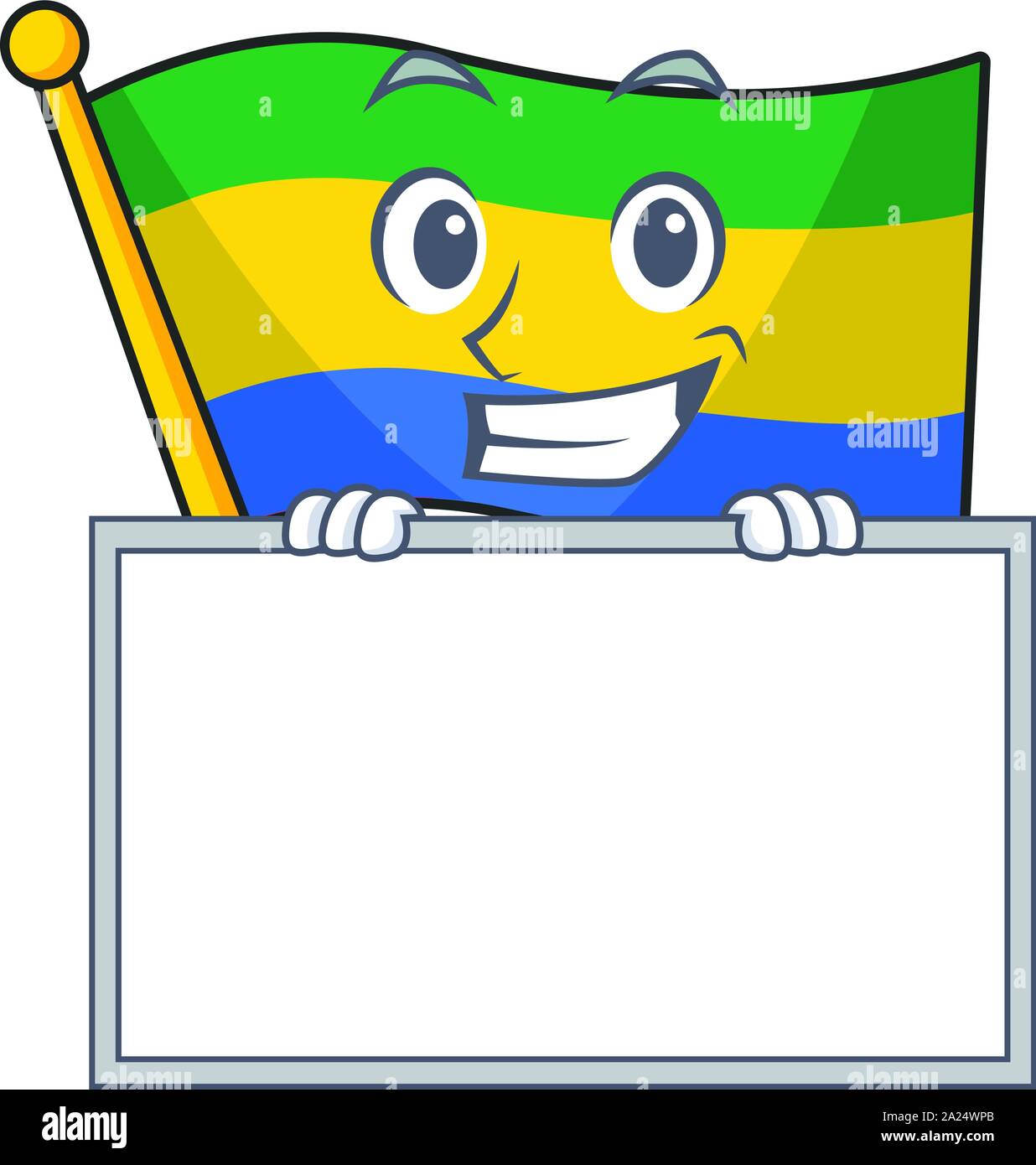 Grinning with board flag gabon with the cartoon shape Stock Vector ...