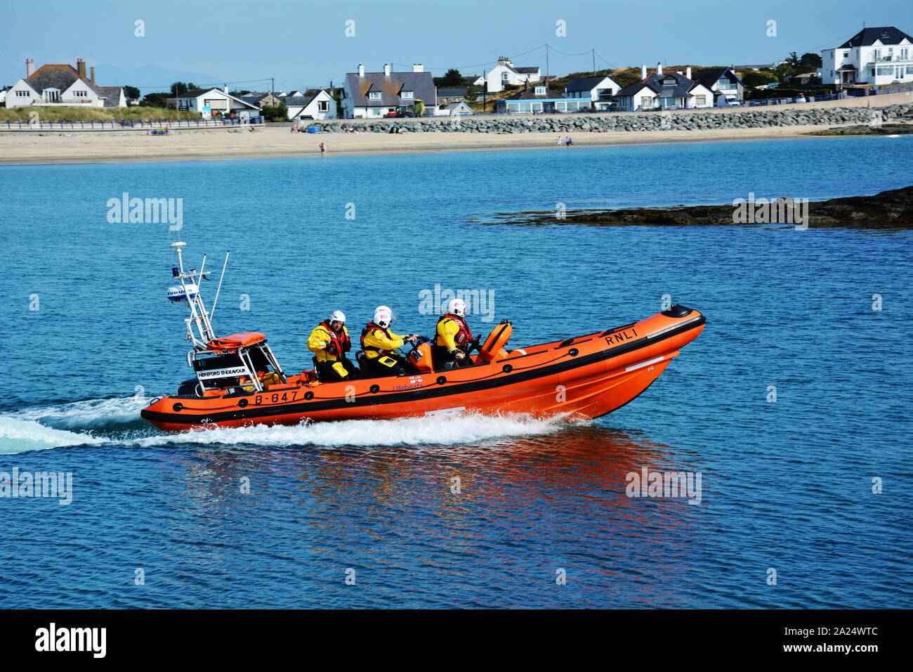Trearddur bay Atlantic 85 and D class lifeboats launch on training ...