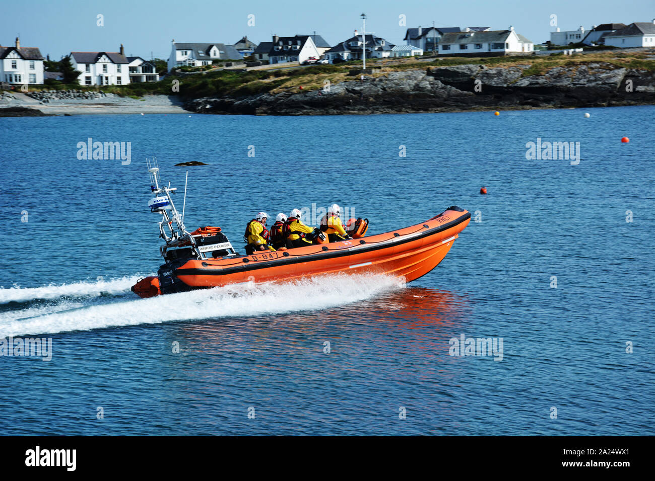 Trearddur bay Atlantic 85 and D class lifeboats launch on training ...
