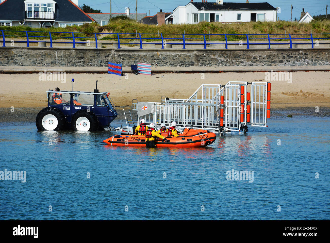 Trearddur bay Atlantic 85 and D class lifeboats launch on training ...