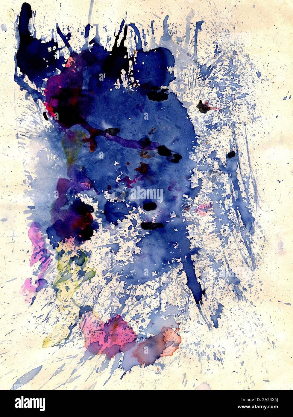 Grunge paper texture with ink and watercolor paint Stock Photo - Alamy