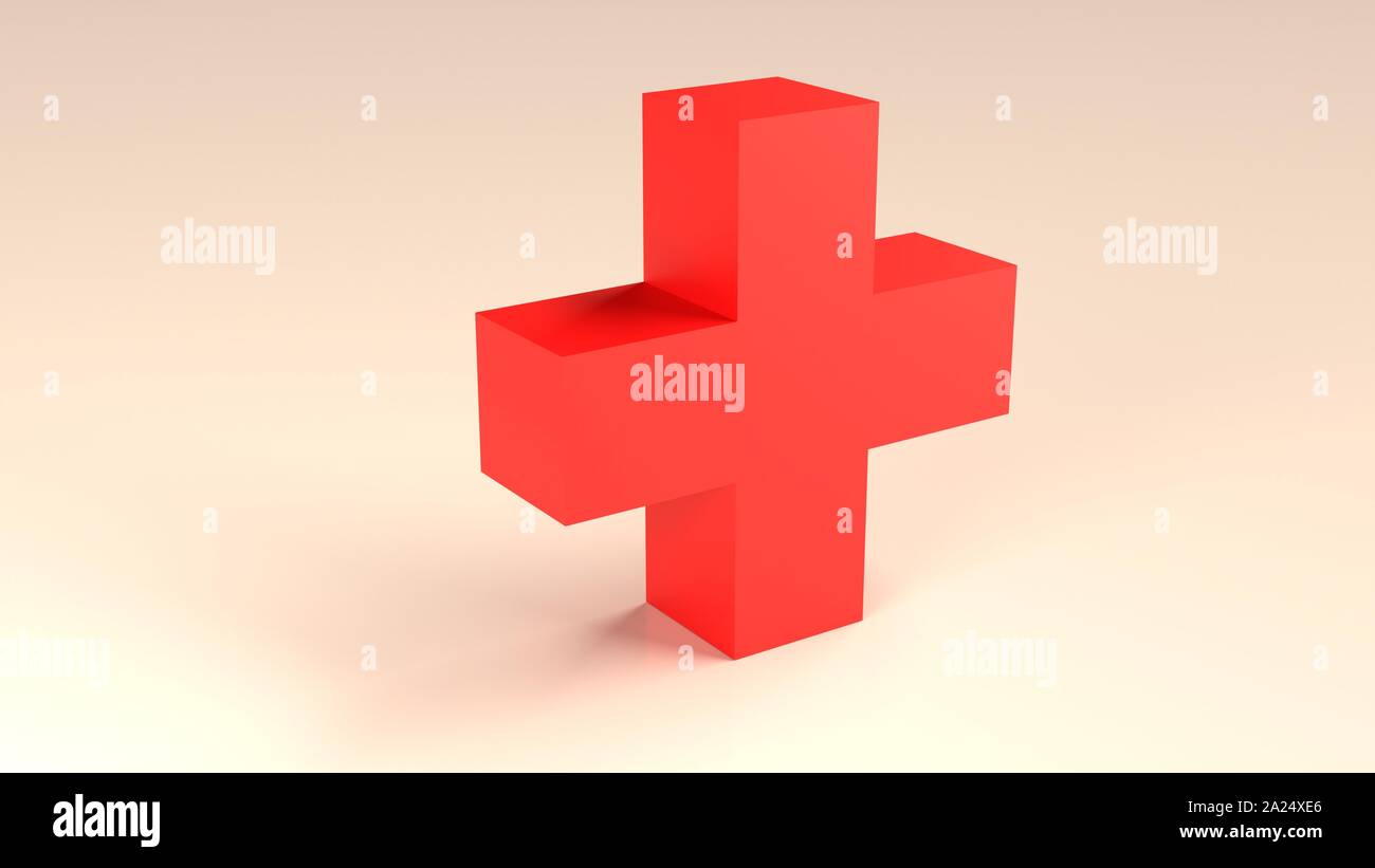 3D illustration of a red cross on white background Stock Photo - Alamy
