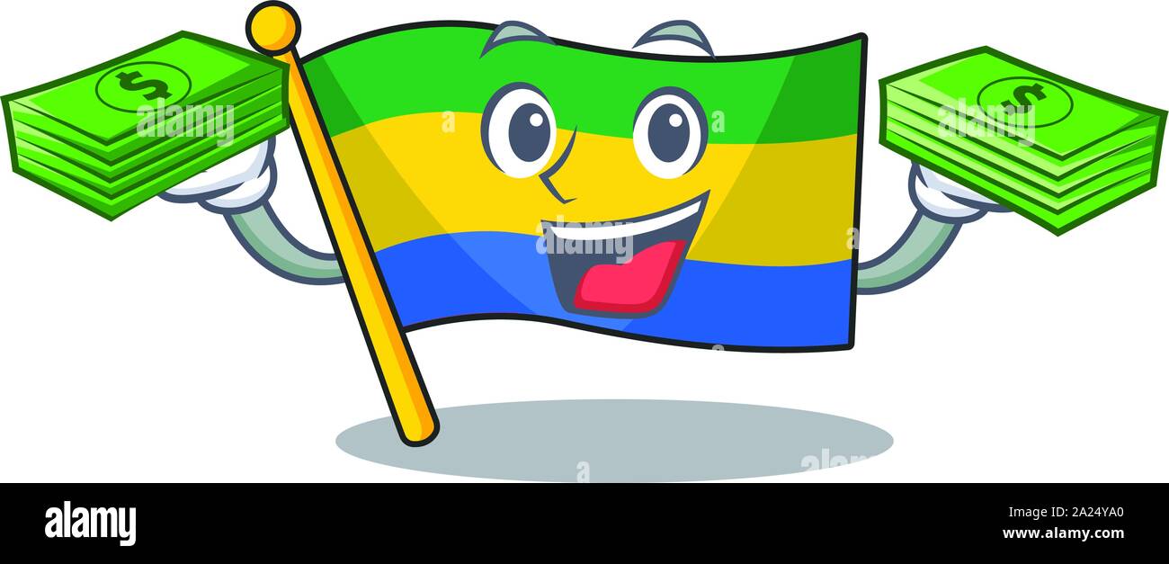 With money bag flag gabon isolated in the cartoon Stock Vector Image ...