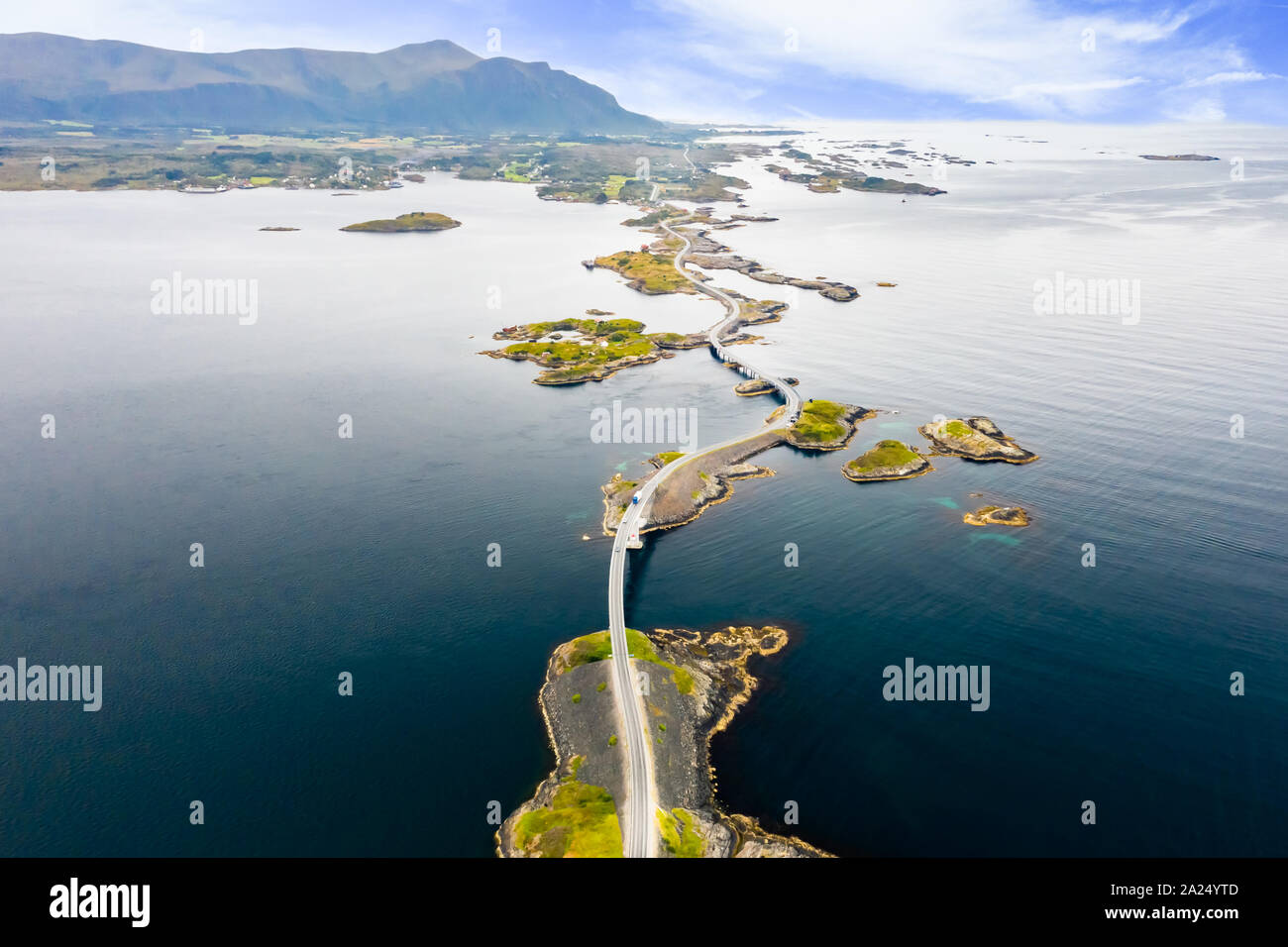 Aerial drone shot of the world famous Atlantic Road Stock Photo - Alamy
