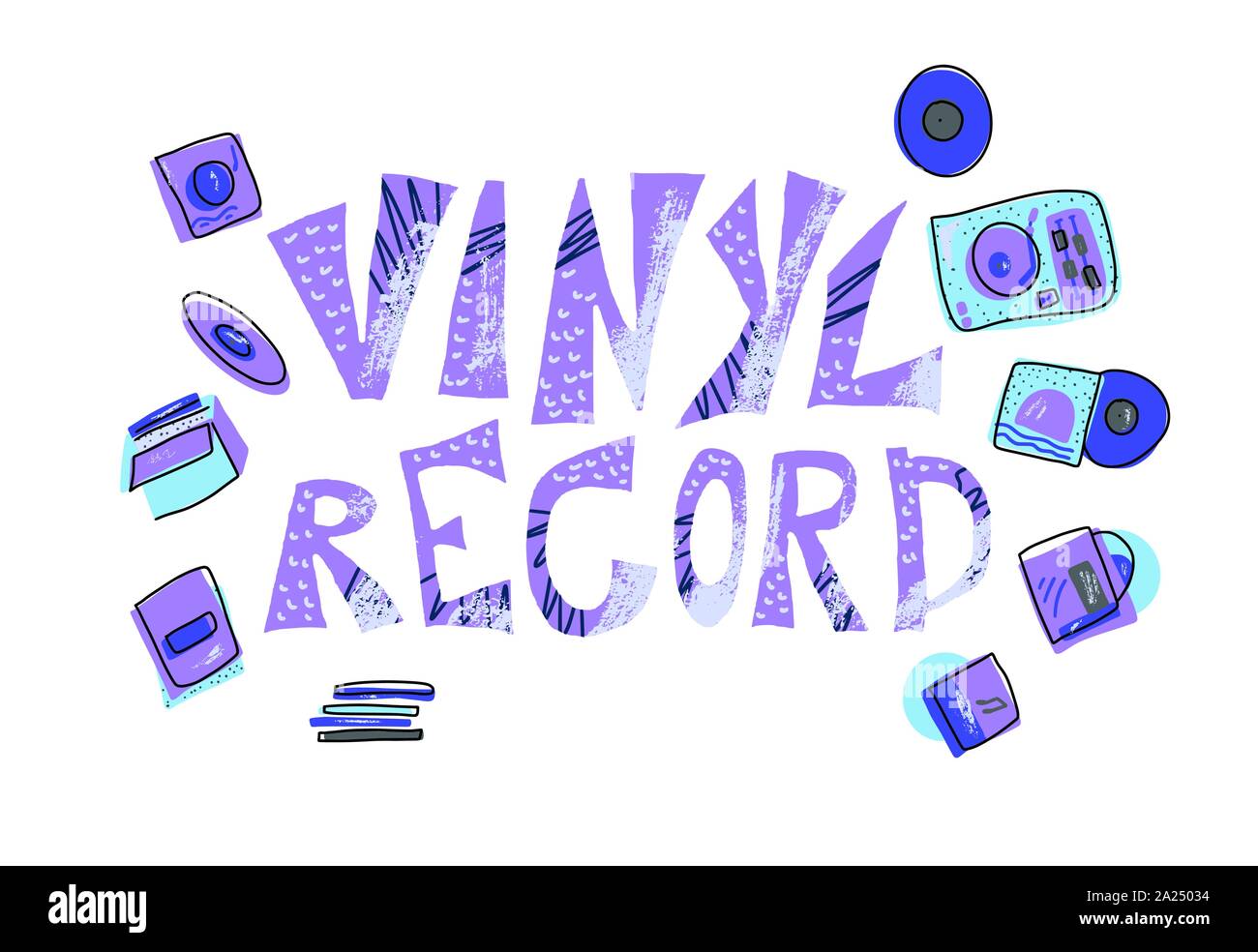 Vinyl record emblem isoalted. Phrase with music symbols. Vector color ...