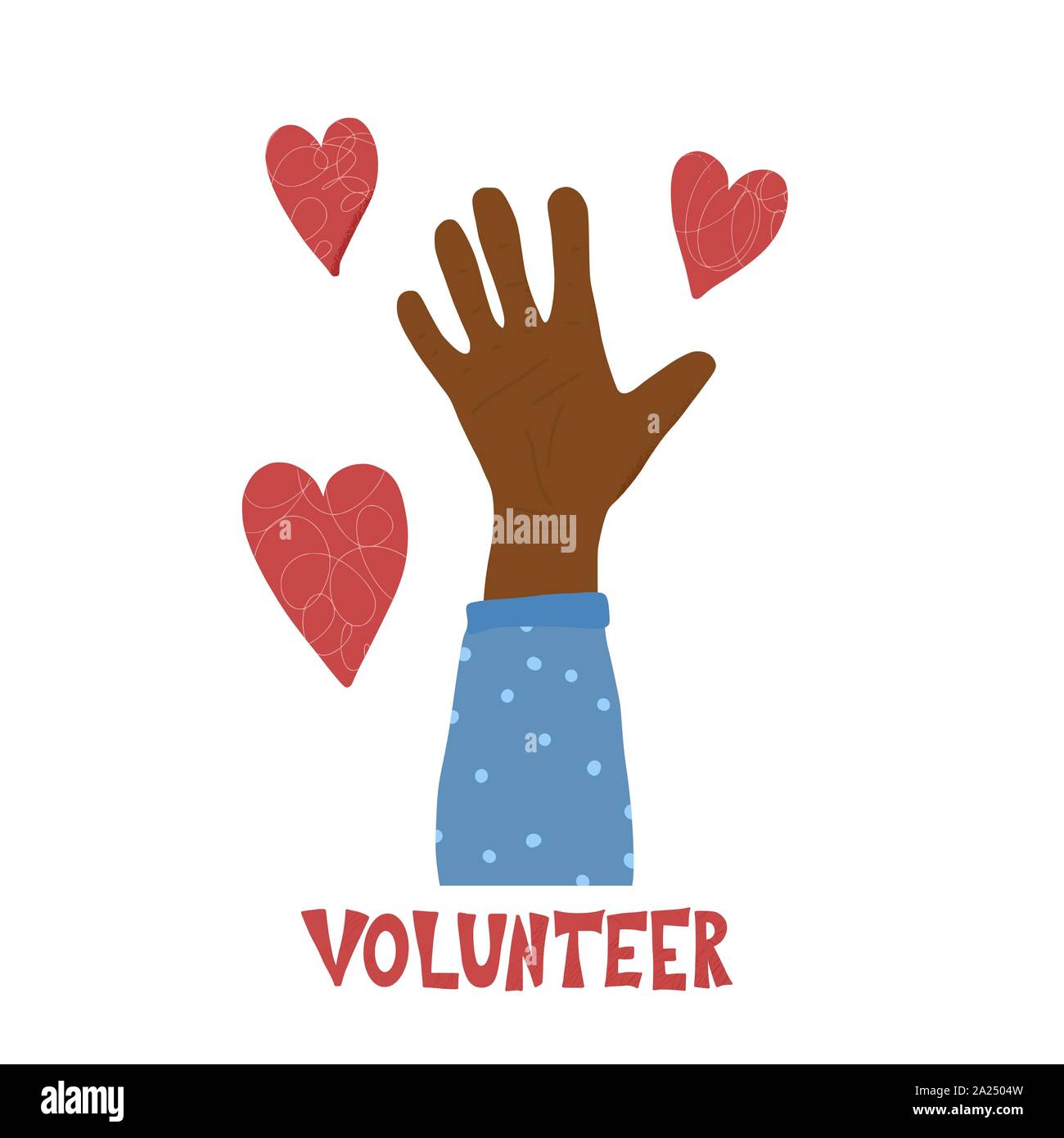 Volunteers palm. Hand of person who do charity. Vector illustration ...