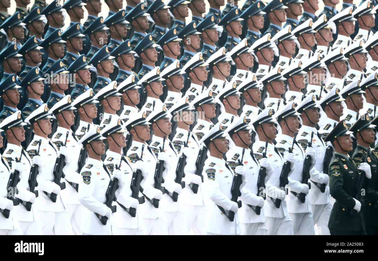 Beijing, China. 1st Oct, 2019. A formation of the Chinese People's ...