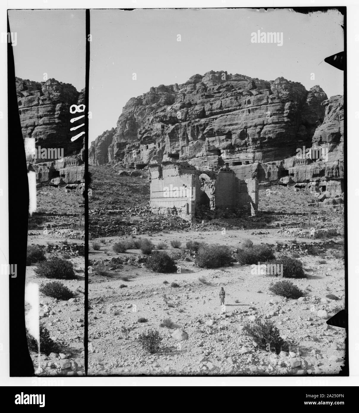 Petra in Transjordan. Temple of Kasr Fir'aun from the N.E Stock Photo ...