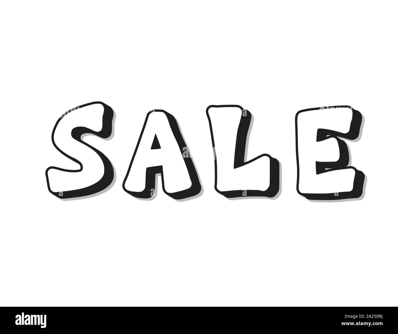 Sale text for promo isolated. Vector black and white design lettering ...