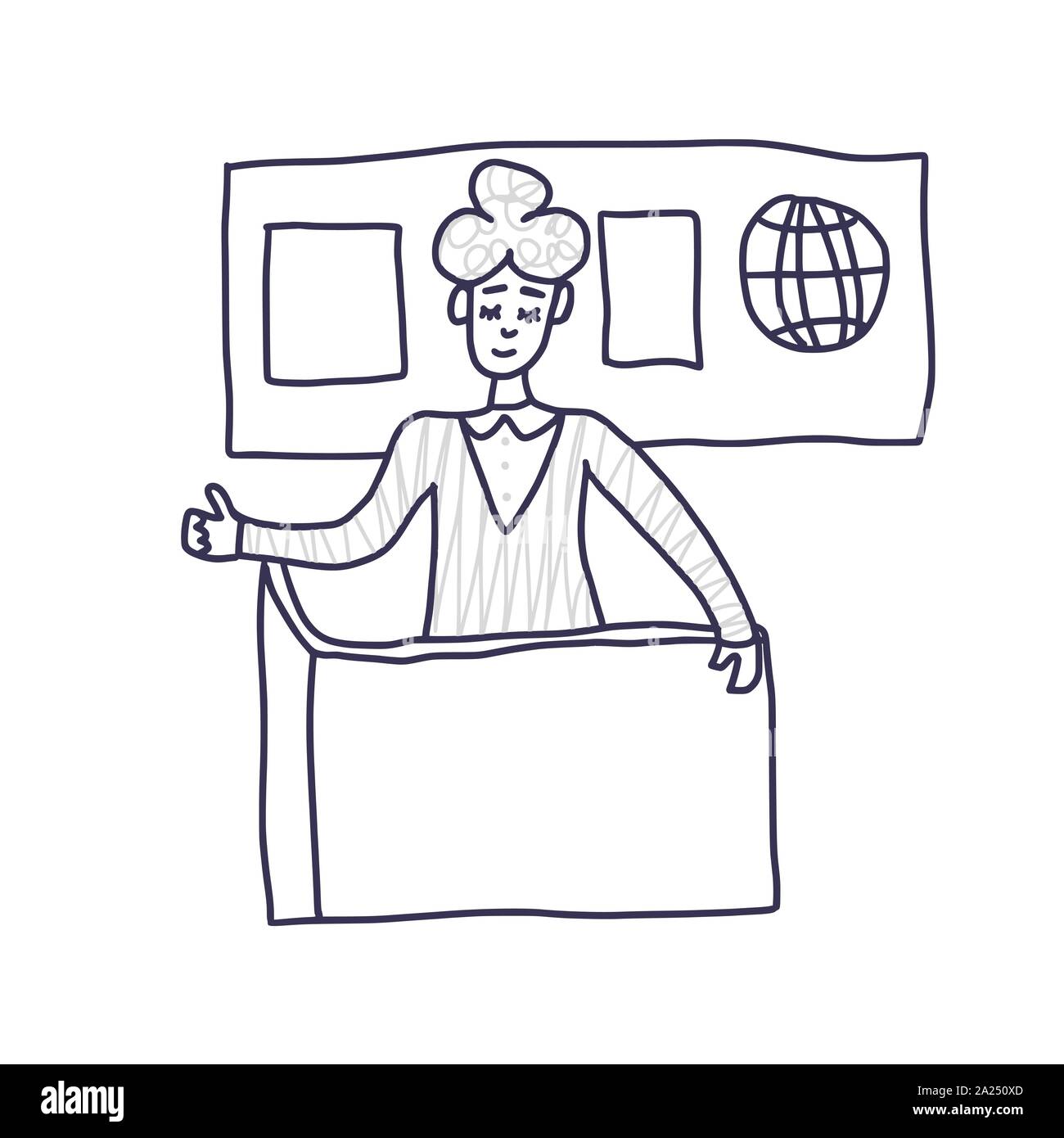 Speaker doing presentation. Global problems conference. Vector ...