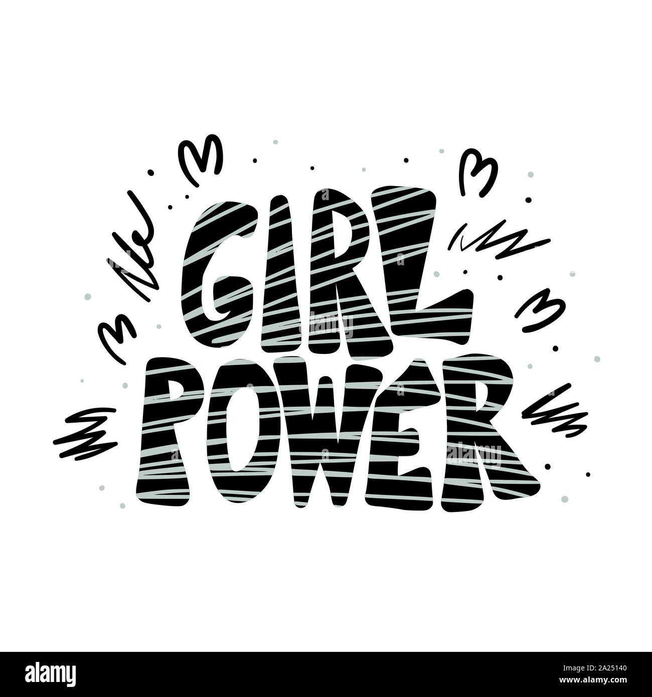 Girl power quote isolated. GRL PWR hand lettering. Feminist slogan ...
