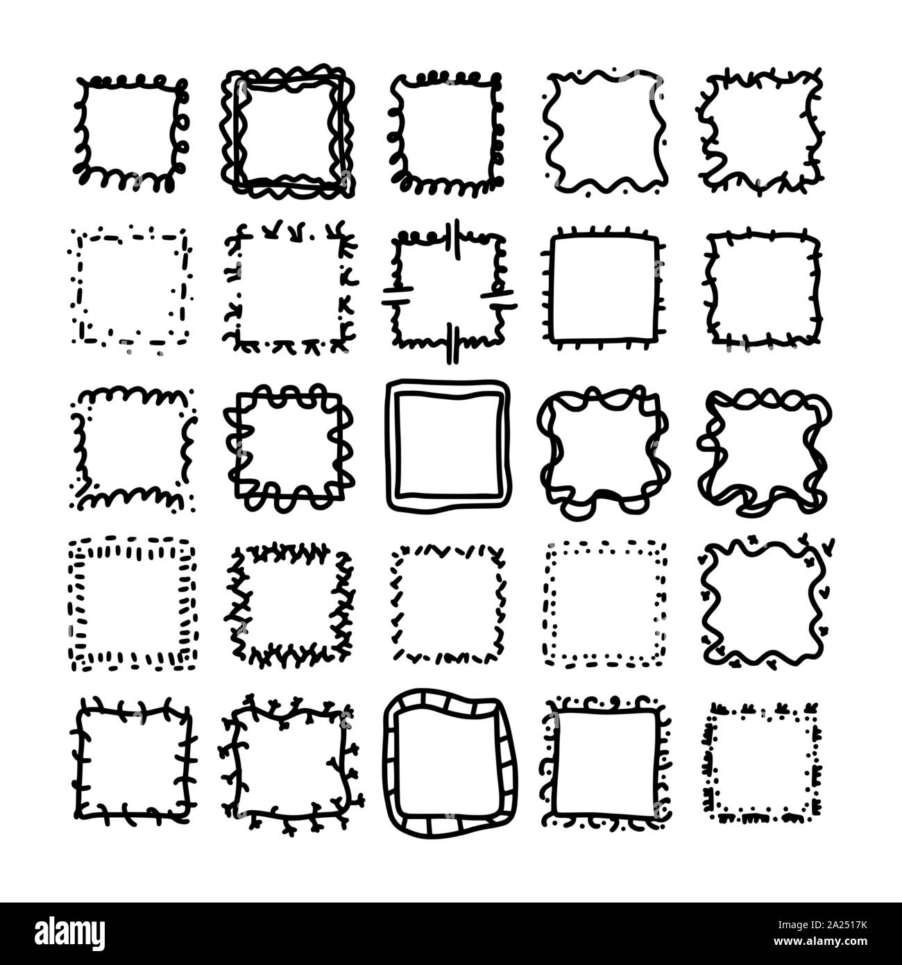Set of doodle illustration. Hand drawn square shapes icons. Vector ...