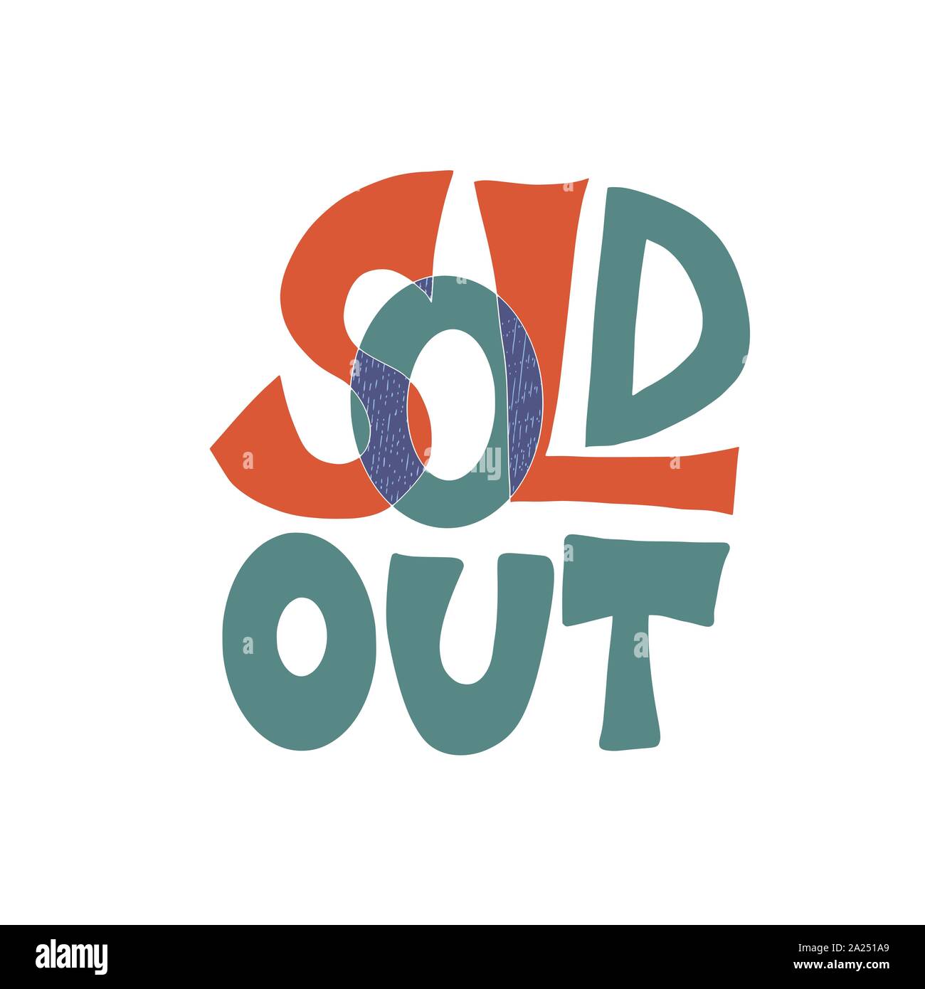 Sold out text isolated. Vector stylized lettering illustration Stock ...