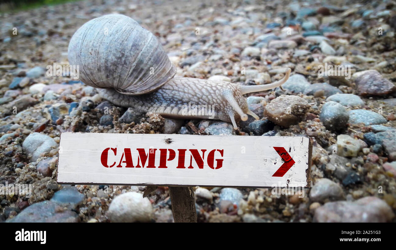 Street Sign the Direction Way to Camping Stock Photo - Alamy