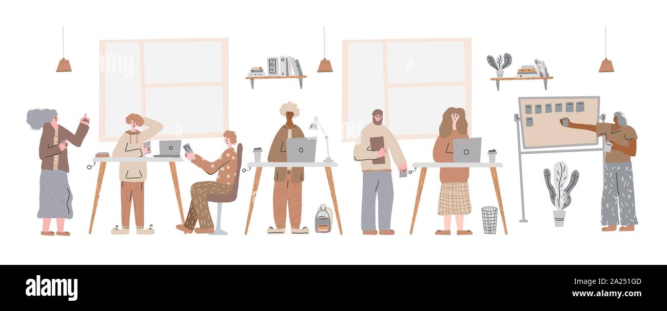 Brainstorming. Small business. Working people. Employees coworking ...