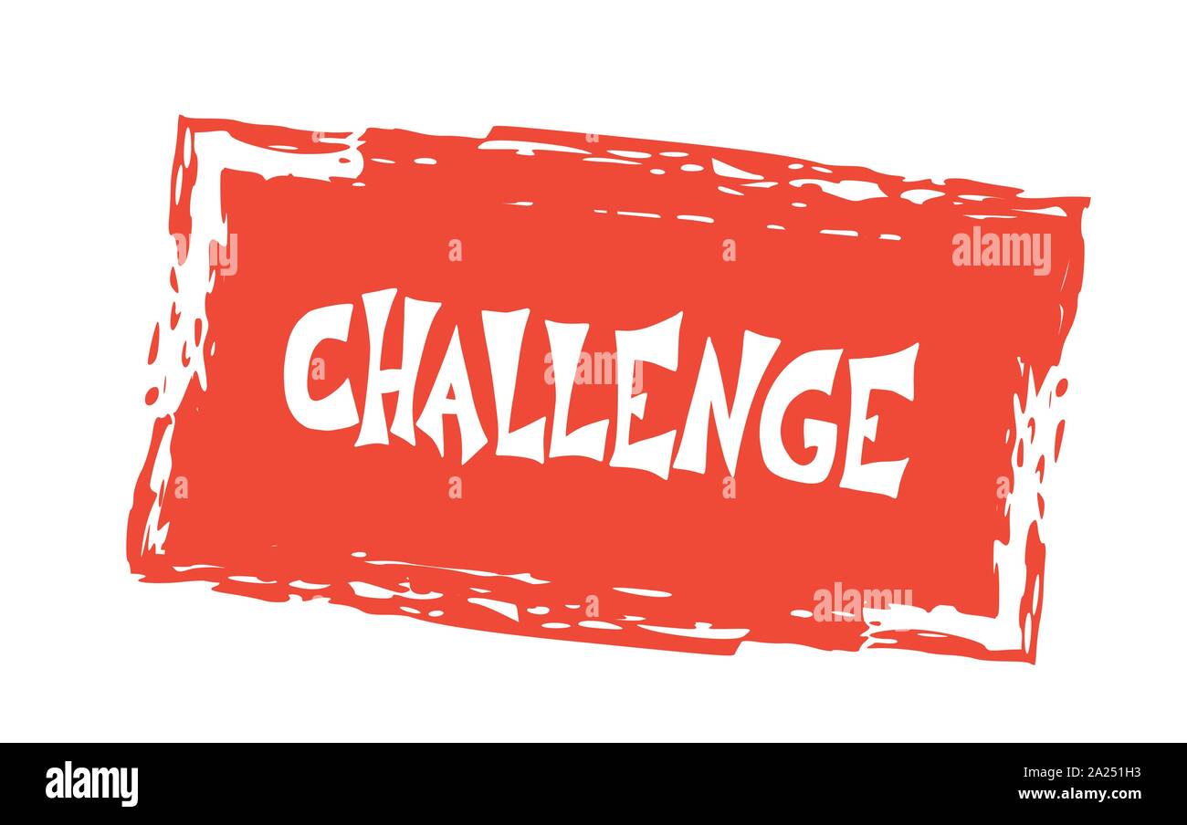 Challenge stylized text emblem. Vector hand drawn word Stock Vector ...