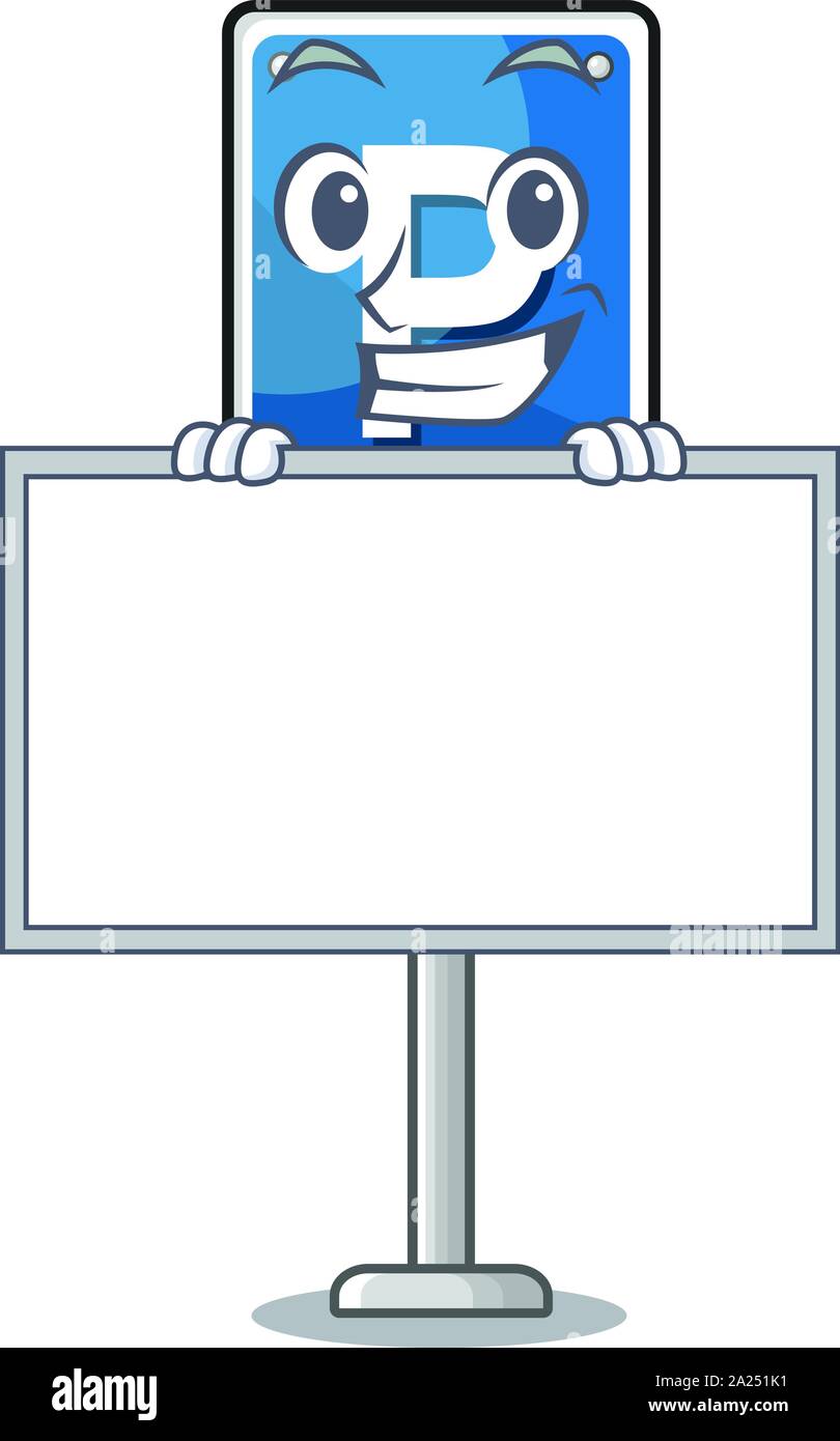 Grinning with board parking sign on a cartoon roadside Stock Vector ...