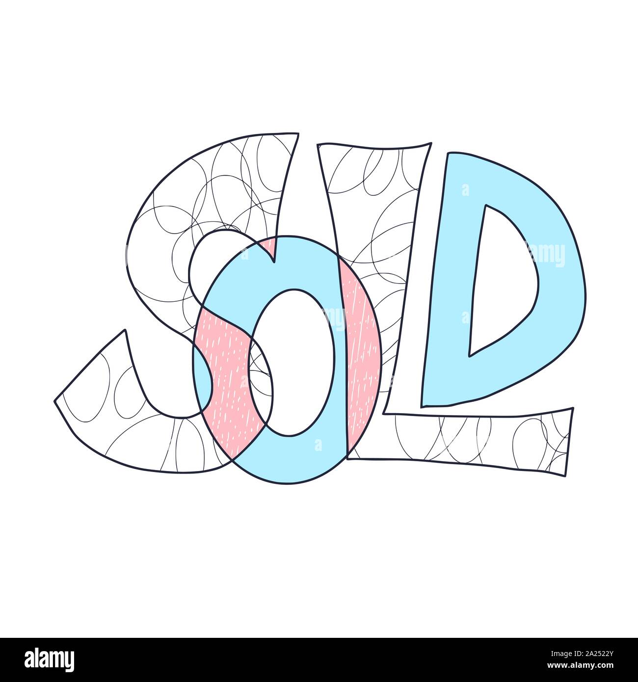Sold text isolated. Vector stylized lettering illustration Stock Vector ...