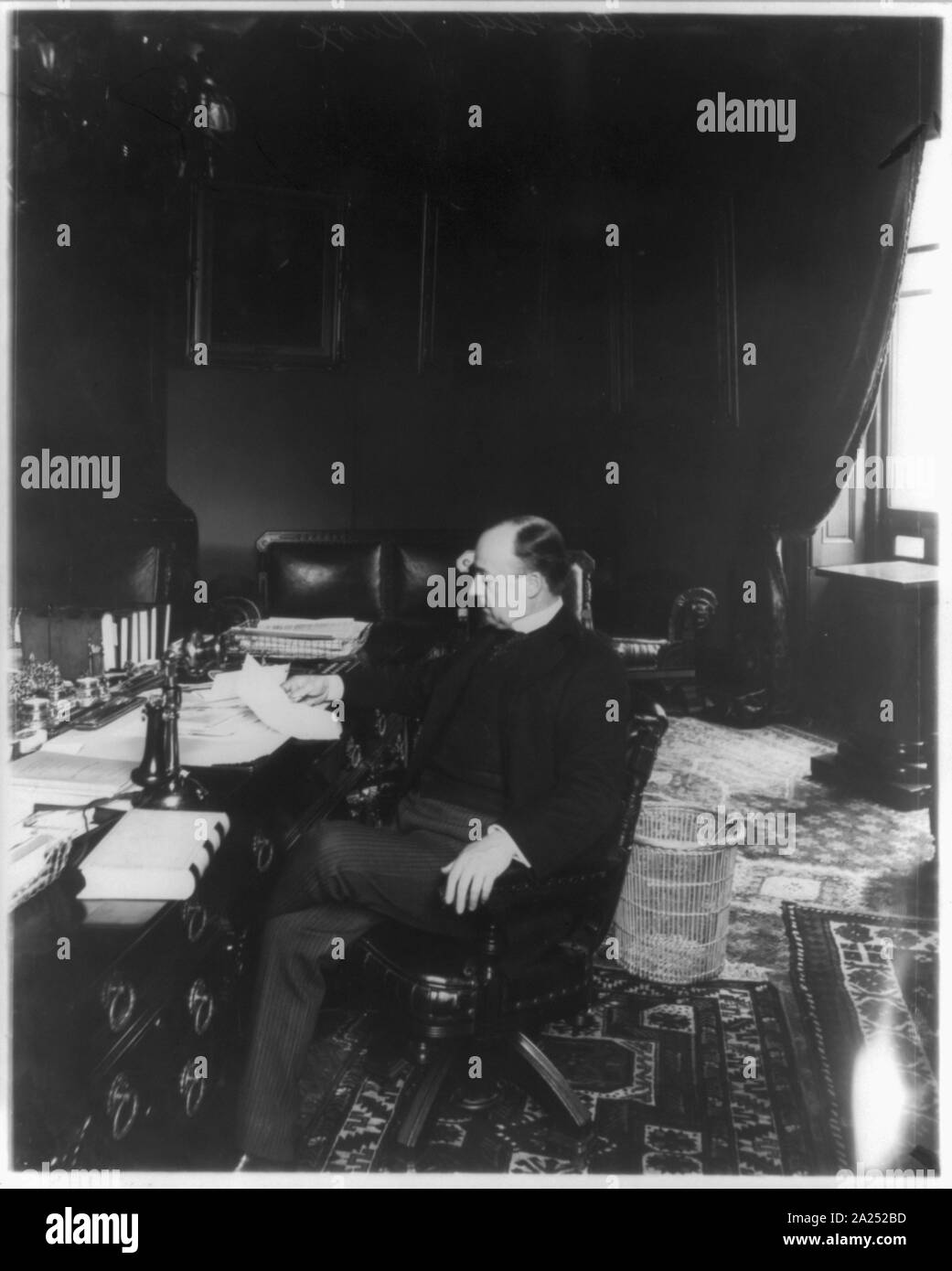Philander Chase Knox, full, seated at desk portrait Stock Photo - Alamy