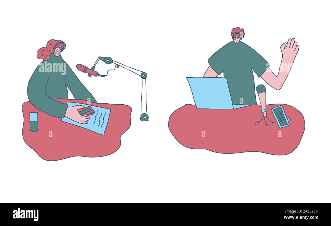 Interview concept. Young man interviewing a guest in a studio for a ...