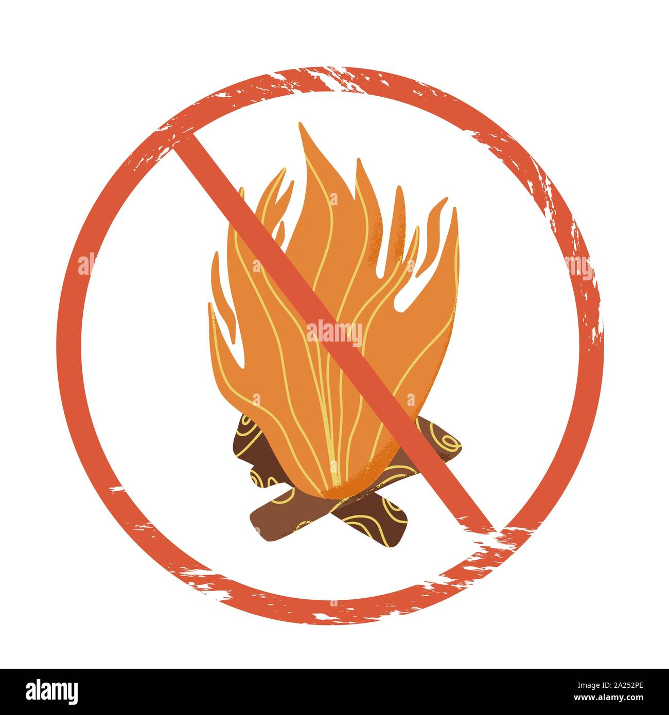 Fire prohibitory sign. Wildfire stop symbol isolated on white ...