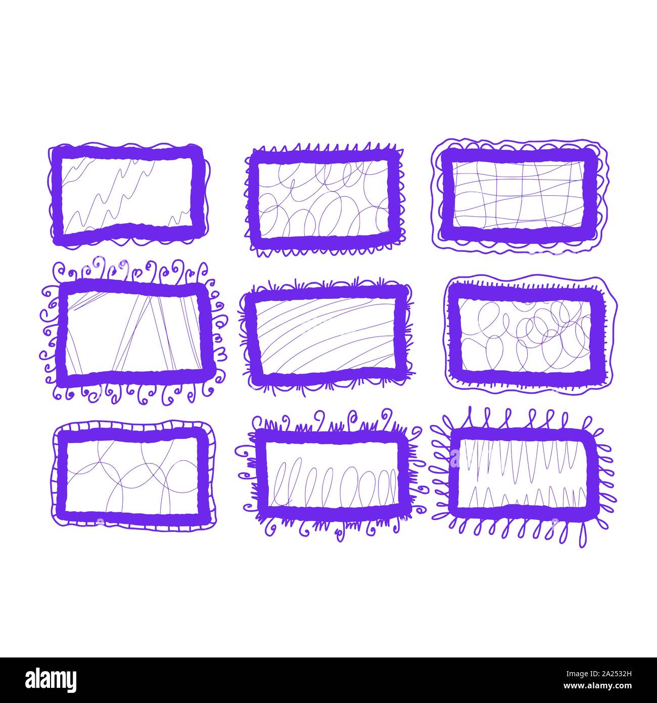 Set of frames. Bundle of hand drawn borders. Collection of decoration ...