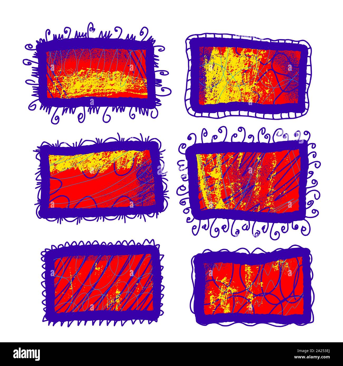 Set of frames. Bundle of hand drawn borders. Collection of decoration ...