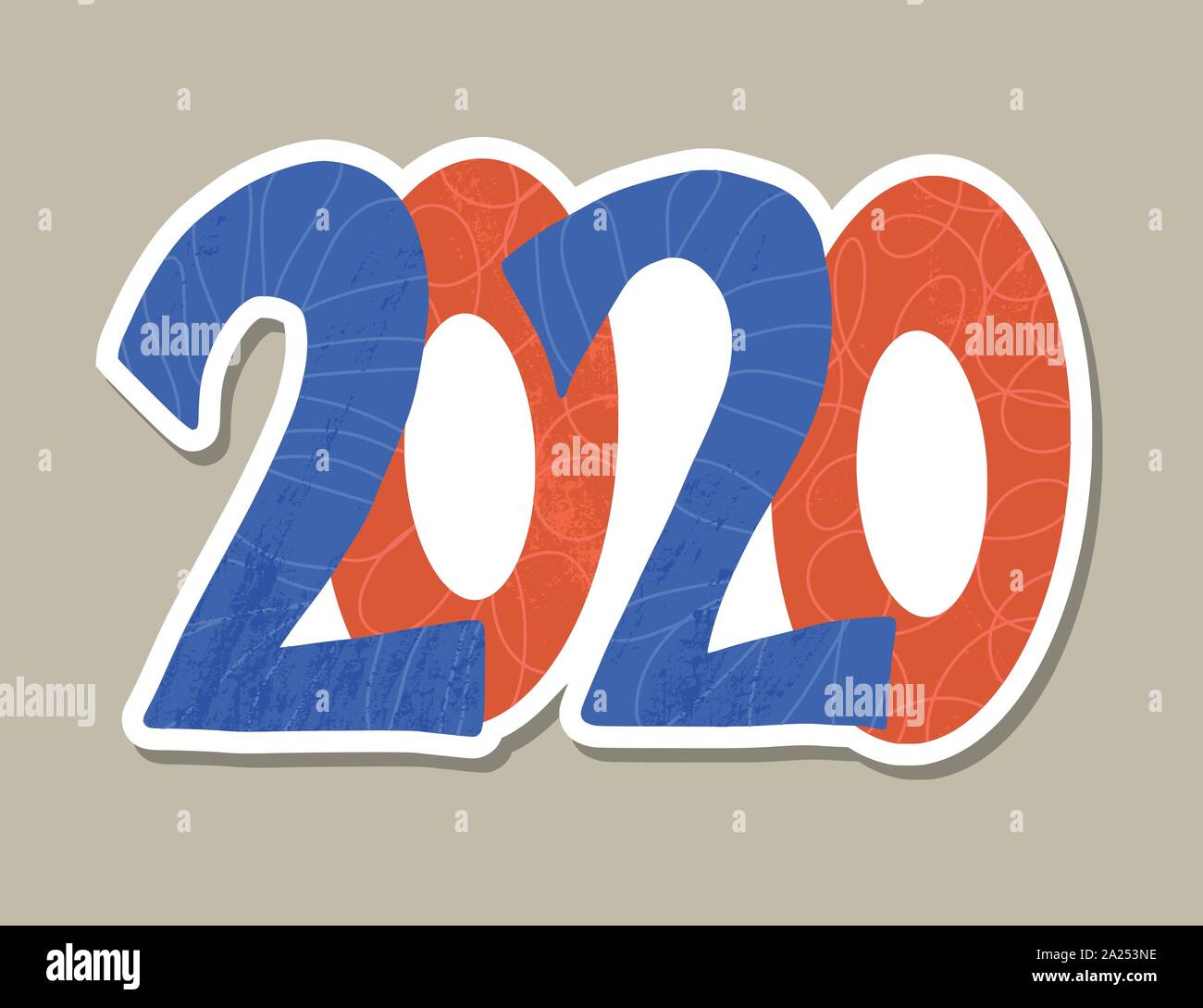 2020 sticker. New year sign. Holiday symbol. Vector illustration Stock ...