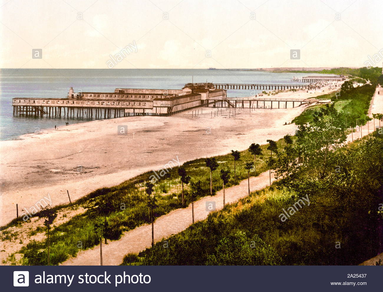 1900 Vintage postcard of the beach at Colberg, (Kolobrzeg), a town in ...