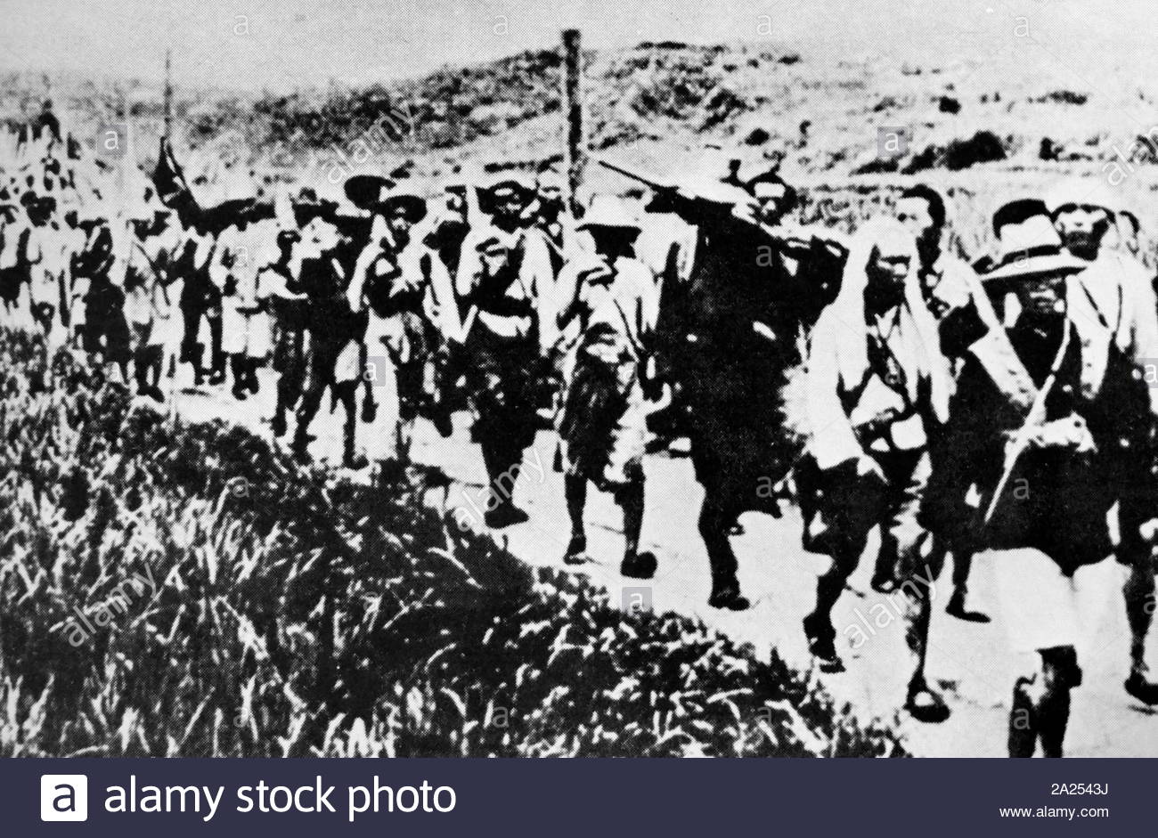 Red army soldiers on the Long March, 1935. The Long March was a ...