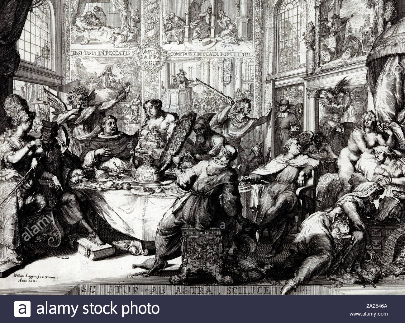 Dutch 17th century, engraving, depicting a bawdy house (pleasure house ...