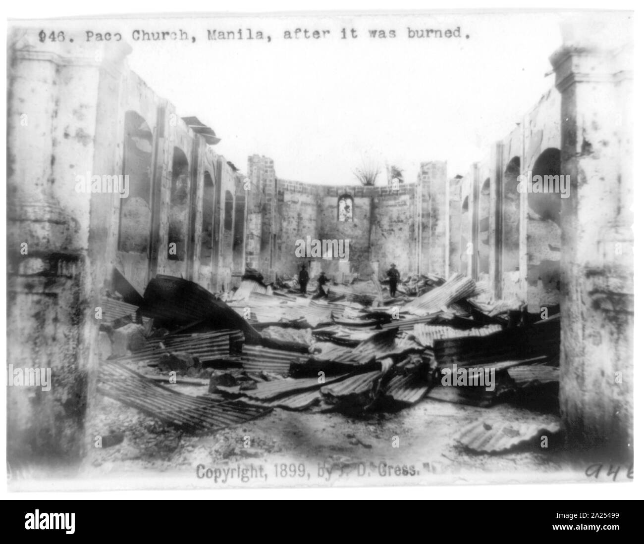 Philippine Islands: Paco Church, Manila, after it was burned Stock ...