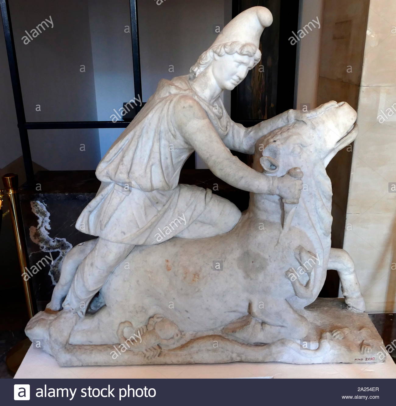 Marble statue of Mithras slaying a Bull. Roman, 2nd or 3rd century AD ...