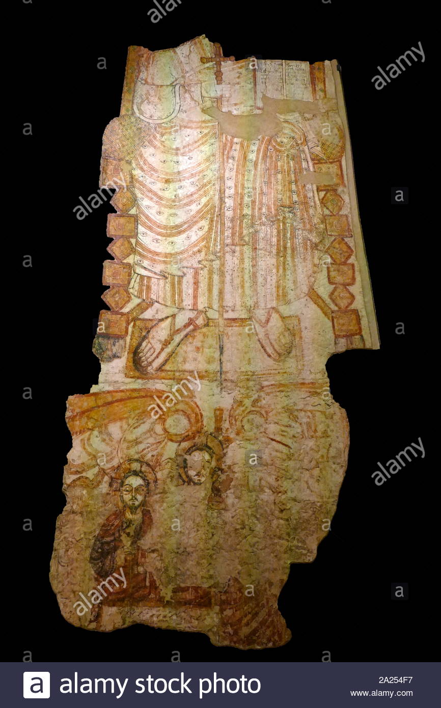 Painted wall frieze from Faras Cathedral, which dates to 7-10th century ...