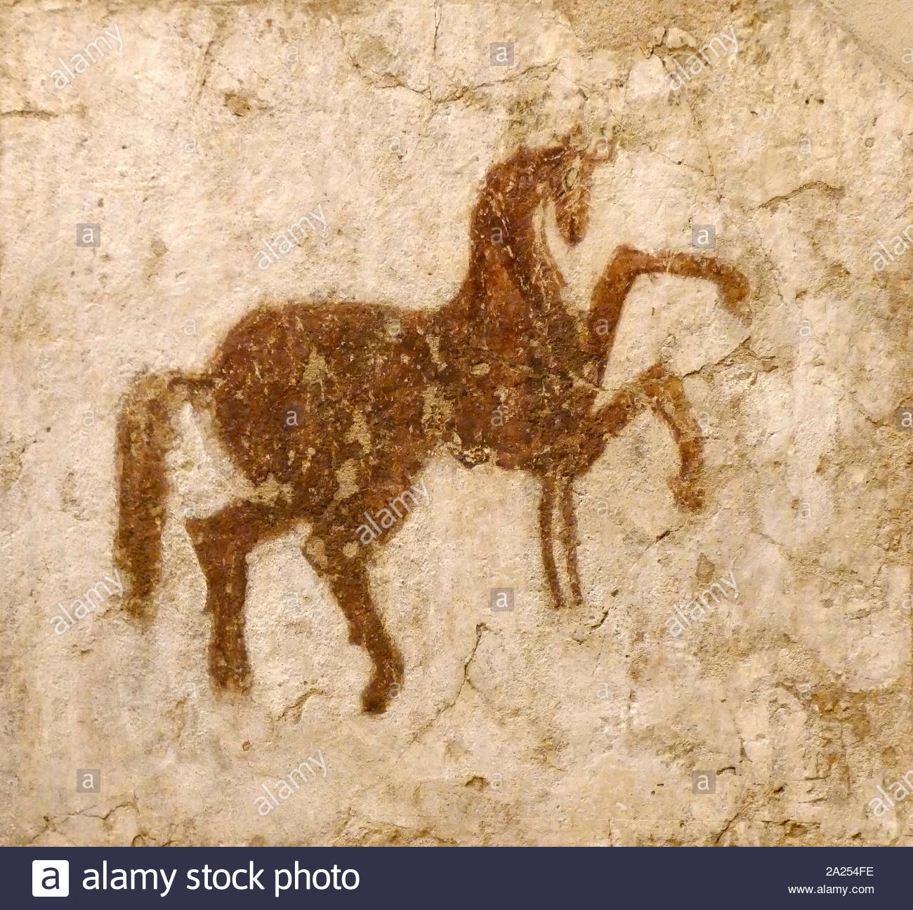 Painted wall frieze from Faras Cathedral, which dates to 7-10th century ...