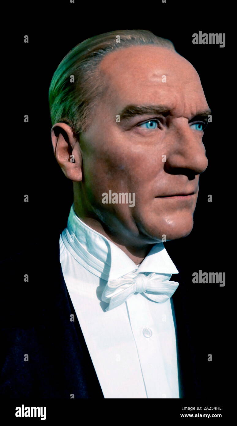 Waxwork statue depicting Mustafa Kemal Ataturk (1881 - 1938) founder of ...
