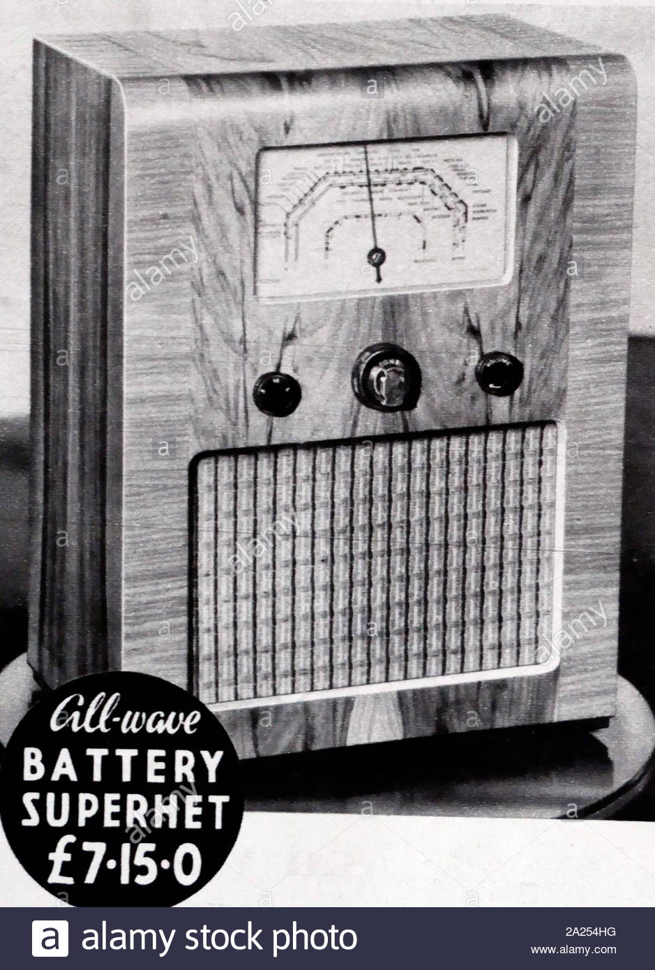 Advert for a Superhet battery radio, circa 1939 Stock Photo - Alamy