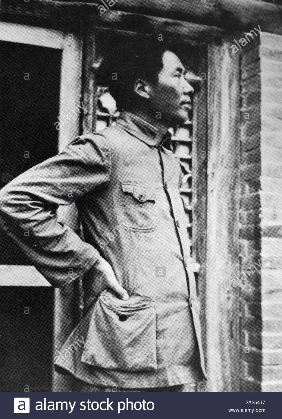 Mao Zedong in Yenan during the Long March, 1935. The Long March was a ...