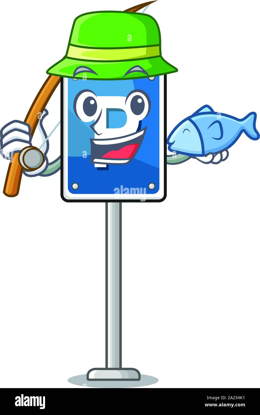 Fishing parking sign cartoon isolated the mascot Stock Vector Image ...