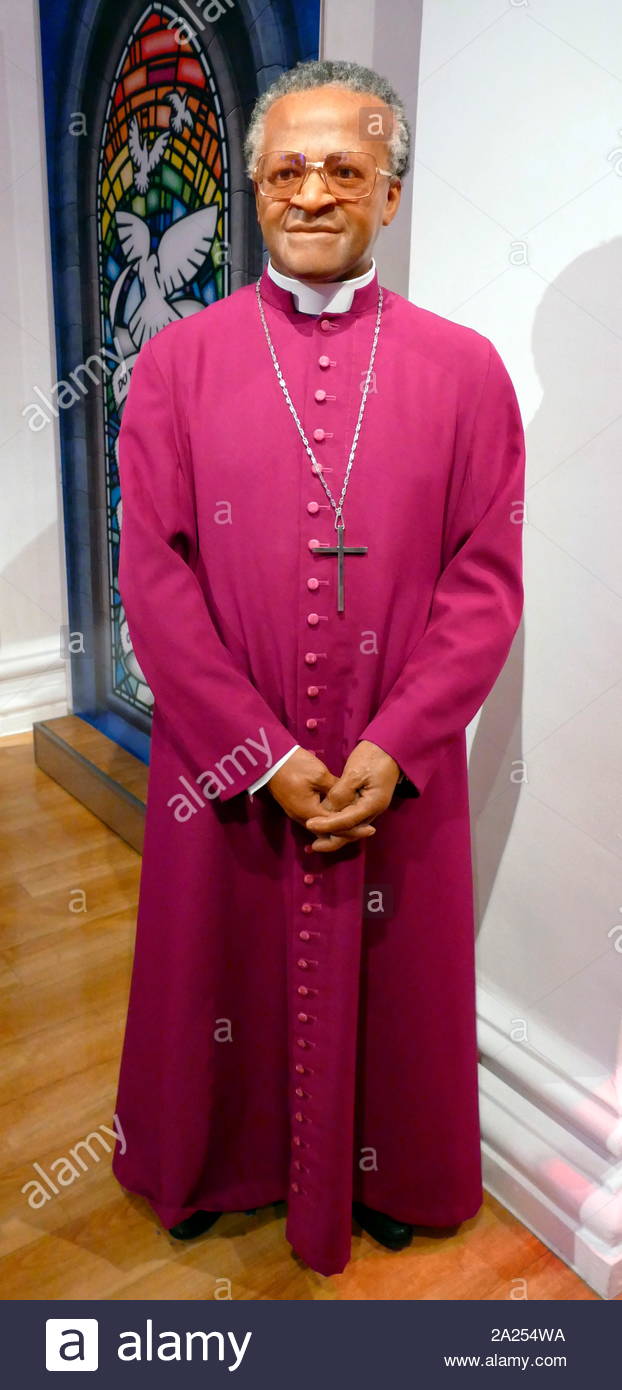 Waxwork statue depicting Desmond Tutu (born 1931) South African social ...